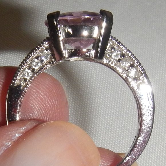 Jewelry | Round Pink Cz Stone Ring With Clear Cz Accents | Poshmark